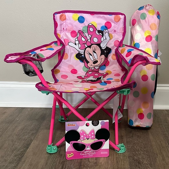 Disney | Other | Minnie Mouse Kids Foldable Chair Wcarry Bag Matching ...